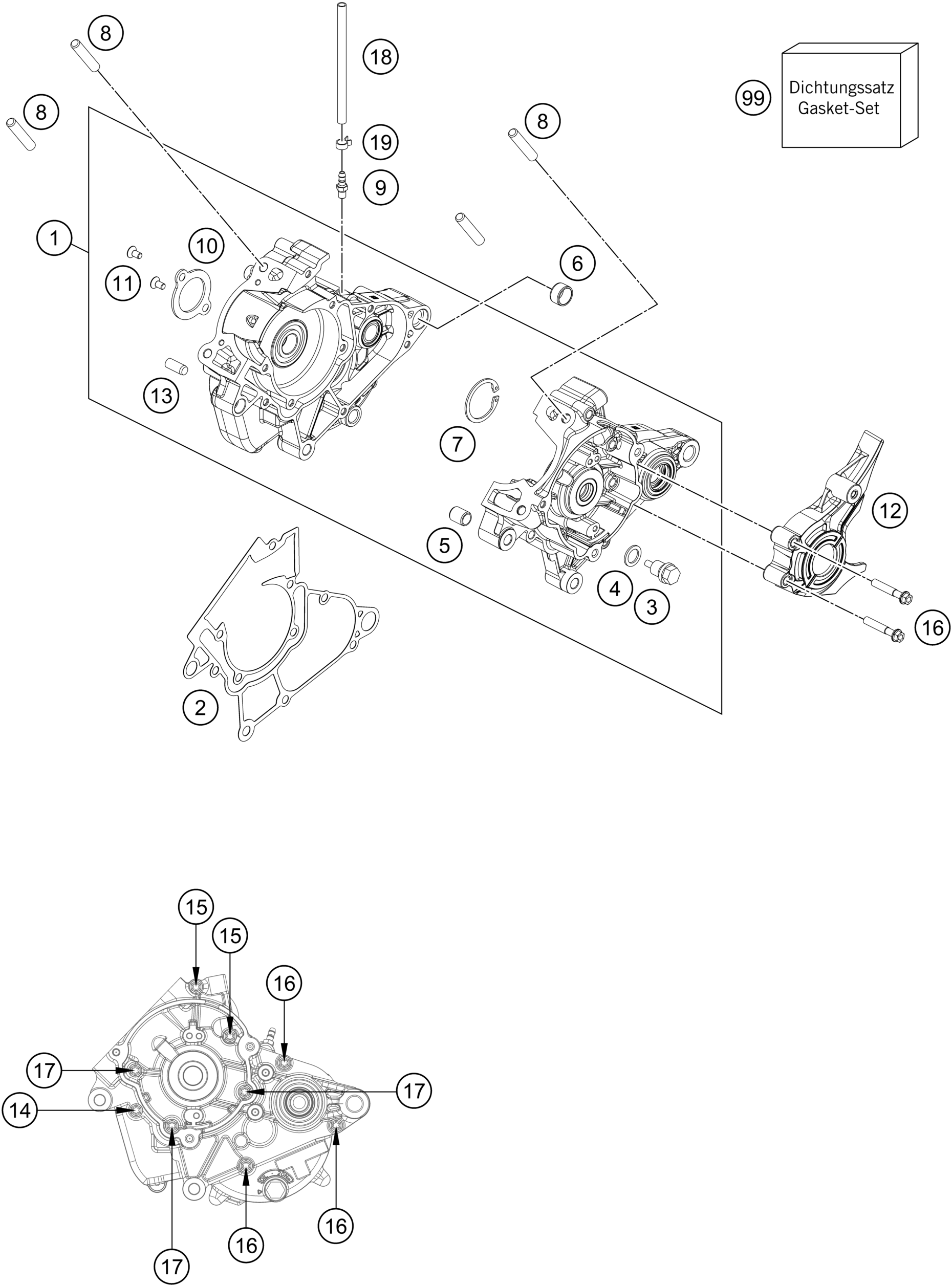 Vevhus, Motorblock till KTM 50 SX 2024